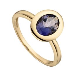 Jobo Goldring Ring mit Iolith, 585 Gold, blau