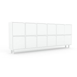 MYCS Sideboard Weiß - Designer-Sideboard: Türen in Weiß - Hochwertige Materialien - 231 x 91 x 34 cm, Individuell konfigurierbar