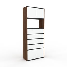 MYCS Aktenregal Weiß - Büroregal: Schubladen in Weiß & Türen in Weiß - Hochwertige Materialien - 77 x 195 x 34 cm, konfigurierbar