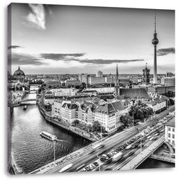 Pixxprint Leinwandbild Skyline von Berlin