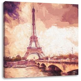 Pixxprint Leinwandbild Eiffelturm in Paris Kunst