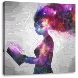 Pixxprint Leinwandbild abstrakte Frau mit Buch Kunst
