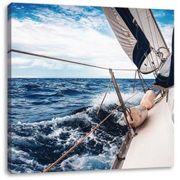 Pixxprint Leinwandbild Die weißen Segel der Yacht