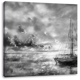 Pixxprint Leinwandbild Schönes Gemälde eines Bootes