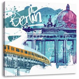 Pixxprint Leinwandbild Berlin und seine Wahrzeichen Abstrakt