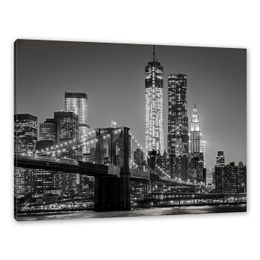 Pixxprint Leinwandbild New York City Skyline bei Nacht