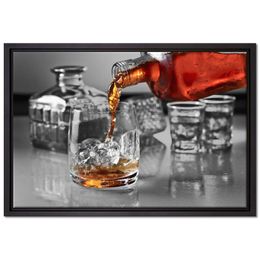 Pixxprint Leinwandbild Whiskey im Whiskeyglas