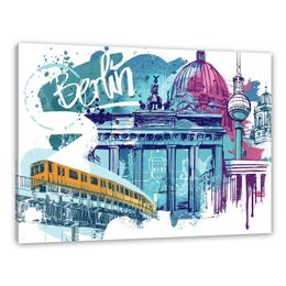 Pixxprint Leinwandbild Berlin und seine Wahrzeichen Abstrakt