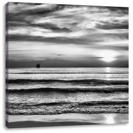 Pixxprint Leinwandbild Malibu Beach Sunrise Water Sand