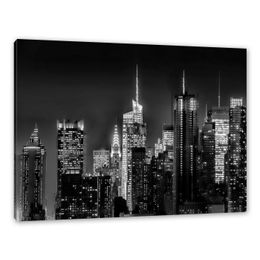Pixxprint Leinwandbild New York von oben schwarz weiß