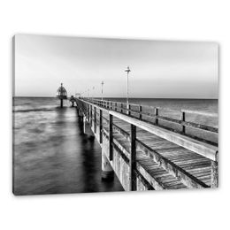 Pixxprint Leinwandbild Meer Sonne Strand