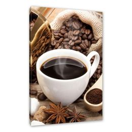 Pixxprint Leinwandbild Edler Kaffee und Kaffeebohnen