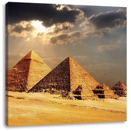 Pixxprint Leinwandbild Pyramiden von Gizeh im Sonnenlicht
