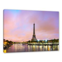 Pixxprint Leinwandbild Eifelturm Paris bei Nacht