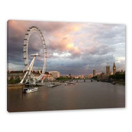 Pixxprint Leinwandbild Riesenrad London Eye