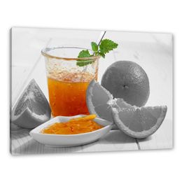 Pixxprint Leinwandbild Orangen Marmelade Orangensaft