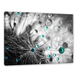 Pixxprint Leinwandbild Wassertropfen auf Pusteblume