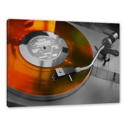 Pixxprint Leinwandbild alter Schallplattenspieler