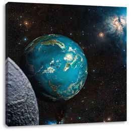 Pixxprint Leinwandbild Planet Erde im Kosmos