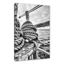 Pixxprint Leinwandbild Tau Seil auf Schiff