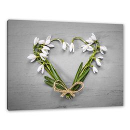 Pixxprint Leinwandbild Herz aus Blumen