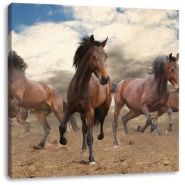 Pixxprint Leinwandbild Western Pferde Cowboy