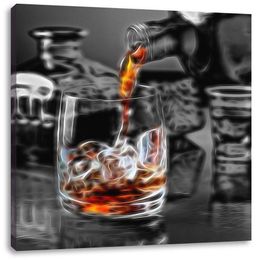Pixxprint Leinwandbild Whiskey im Whiskeyglas