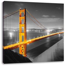 Pixxprint Leinwandbild riesige Golden Gate Bridge