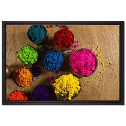 Pixxprint Leinwandbild Indisches Farbpulver