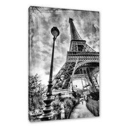 Pixxprint Leinwandbild Pariser Eifelturm Retro