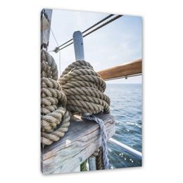 Pixxprint Leinwandbild Tau Seil auf Schiff
