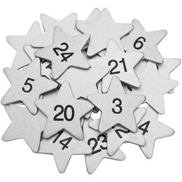 buttinette Adventskalender-Zahlen "Sterne" aus Holz, silber, 3,5 cm