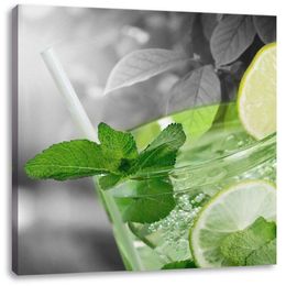 Pixxprint Leinwandbild Erfrischender Mojito Cocktail