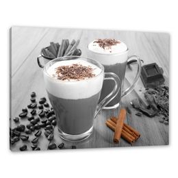 Pixxprint Leinwandbild heiße Schokolade und Kaffee