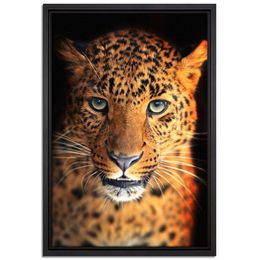 Pixxprint Leinwandbild Stolzer Leopard