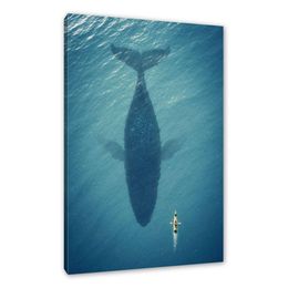 Pixxprint Leinwandbild Riesiger Wal Schatten