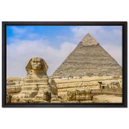 Pixxprint Leinwandbild Sphinx von Gizeh mit Pyramide
