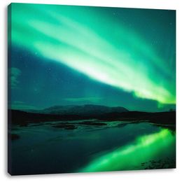 Pixxprint Leinwandbild Polarlichter in Skandinavien