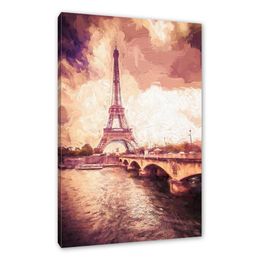 Pixxprint Leinwandbild Eiffelturm in Paris Kunst
