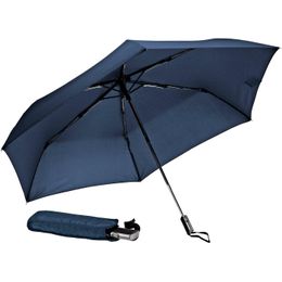 Euroschirm® Taschenregenschirm Automatik 3224, marineblau, extra flach und leicht, blau