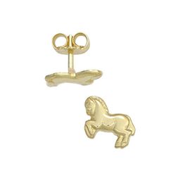 Jobo Paar Ohrstecker Kinder-Ohrringe Pferd, 333 Gold, gelb|goldfarben