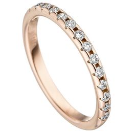 Jobo Fingerring Ring mit 15 Diamanten, 585 Roségold, goldfarben