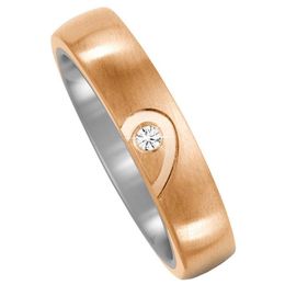Jobo Fingerring Ring mit Diamant, Titan, silberfarben