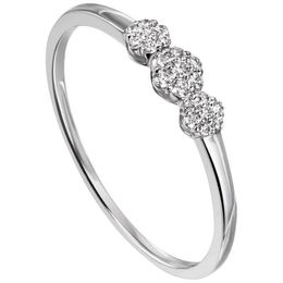 Jobo Fingerring Ring mit 21 Diamanten, 585 Weißgold, silberfarben|weiß