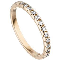 Jobo Fingerring Ring mit 15 Diamanten, 585 Gold, gelb|goldfarben
