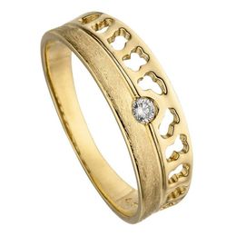 Jobo Goldring Ring mit Diamant 0,05 ct., 585 Gold, gelb|goldfarben