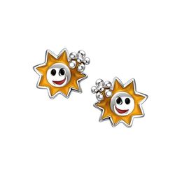 Jobo Paar Ohrstecker Kinder-Ohrringe Lächelnde Sonne, 925 Silber rhodiniert, gelb