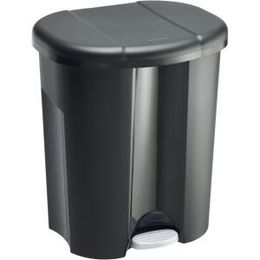 Rotho Kunststoff AG Rotho Mülleimer Trennsystem TRIO, 40 Liter, Mülleimer mit drei Inneneimern und Klappdeckel, Farbe: schwarz