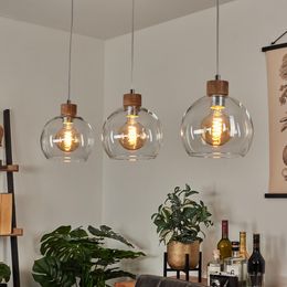 hofstein Andeer Pendelleuchte Chrom, Naturfarben, 3-flammig
