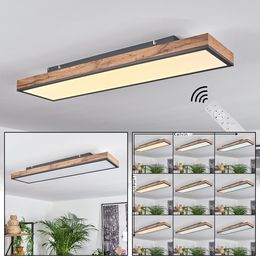 hofstein Salmi Deckenpanel LED Braun, Holzoptik, Schwarz, 1-flammig, Fernbedienung